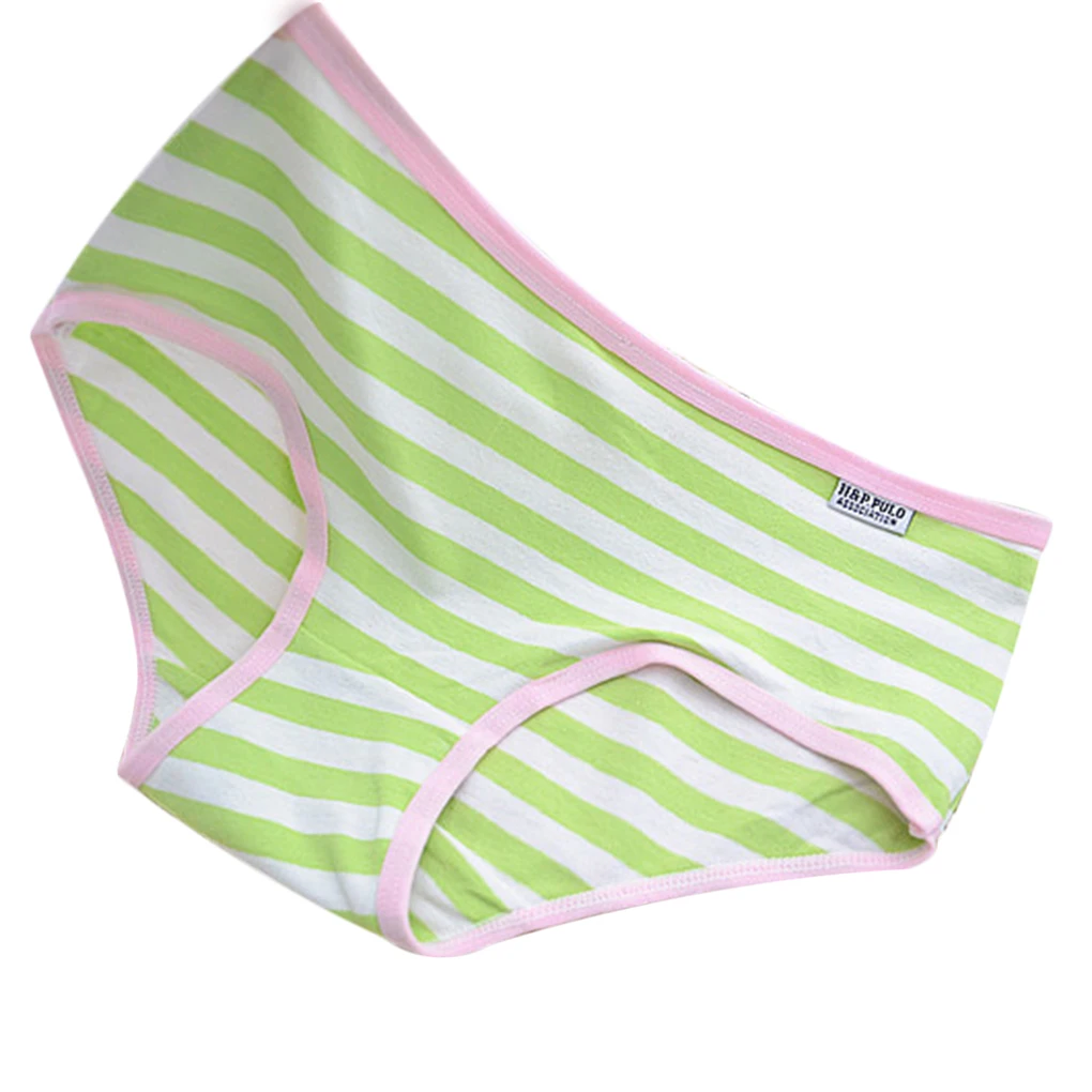 Inexpensive Colorful Striped Cotton Underwear Sexy Low Waist Briefs
