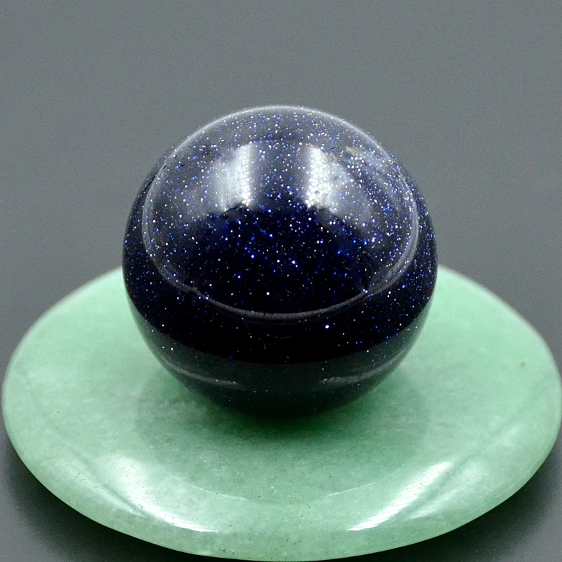 3PCS/Pack 40mm Blue Sand Gem Stones Round Ball Crystal Healing Sphere ...