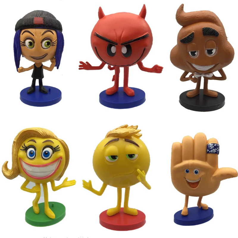 6pcs/set The Emoji Movie Action Figures Crazy Happy Devilicious Gimmie ...