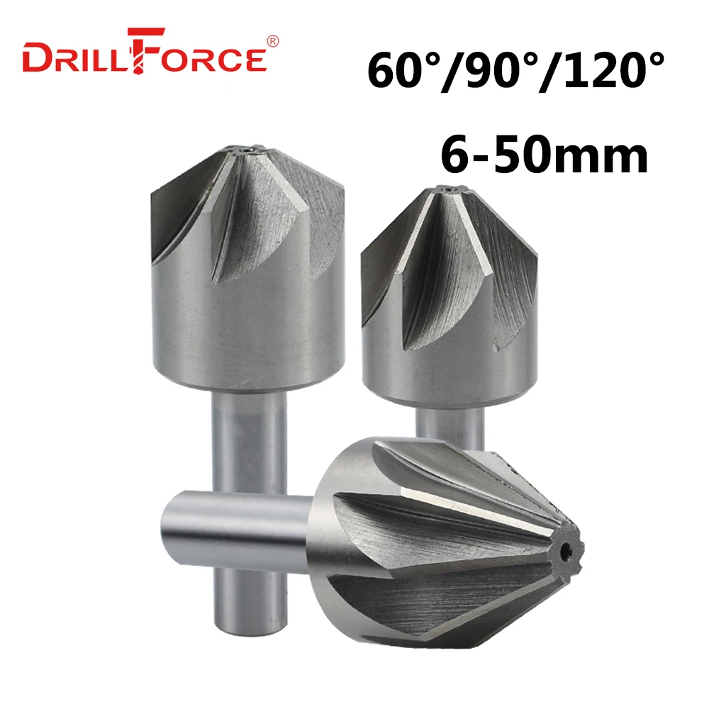 6-50mm HSS 6/8 Flute 60/90/120 Degree Chamfer Countersink Drill Bits(6 ...