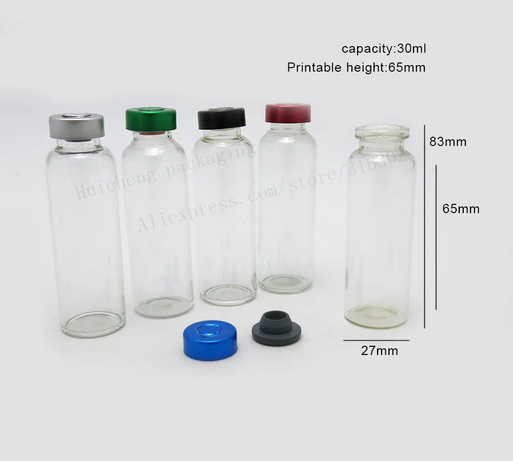 30-x-30ML-Clear-Injection-Glass-Vial-with-Aluminum-Flip-Cap-1oz-Glass ...