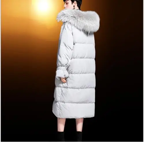 Женский пуховик, зимний, длинный, 90%, белый, утиный пух, парка ...