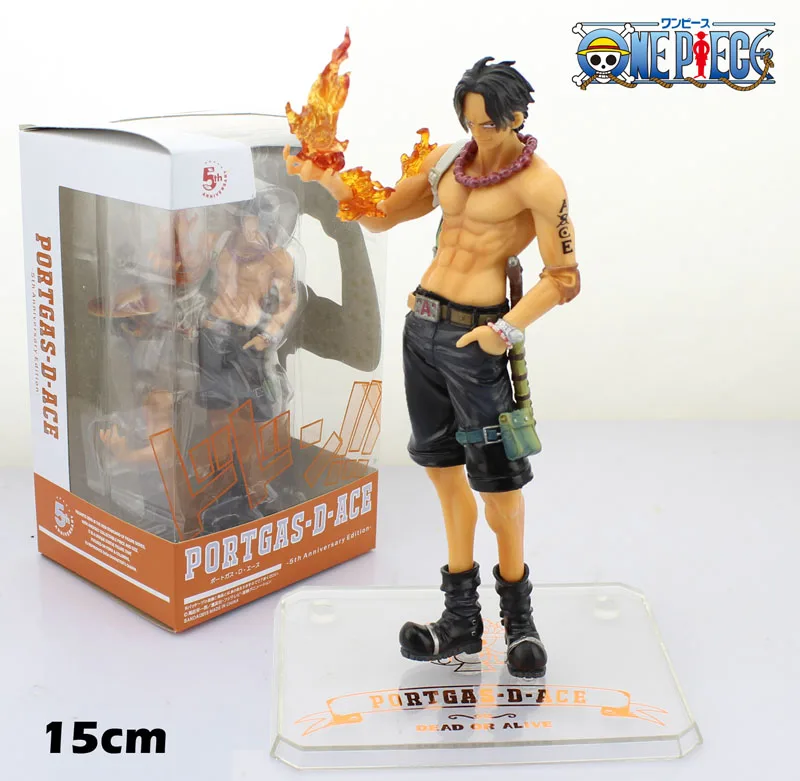 Free Shipping 6" Anime One Piece Portgas D Ace Fire Fist Ace 5th ...