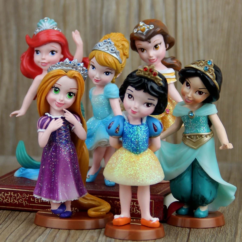 Bonecos das princesas da disney com 6 espaços, bonecos de ação em pvc ...