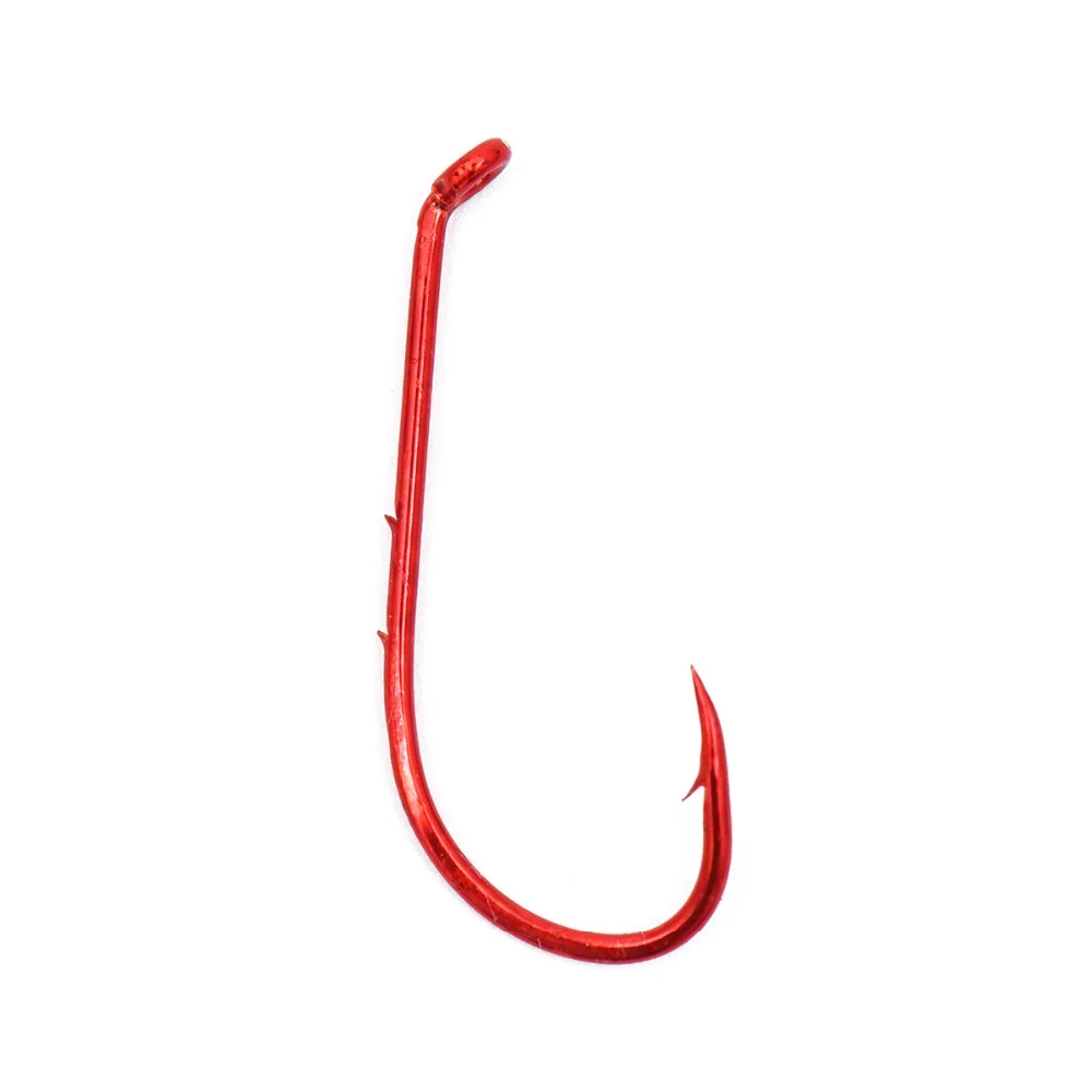 [ 25PCS ] Bent Eye Red Baitholder Fish Hook with Shank Spikes for Worm ...