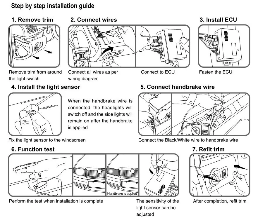 DB600D Universal 12V Car Auto Light Sensor System Automatically Control ...