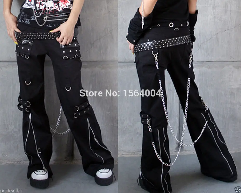 Punk Rave gótica para mujer para hombre pantalones de harén salto de la ...