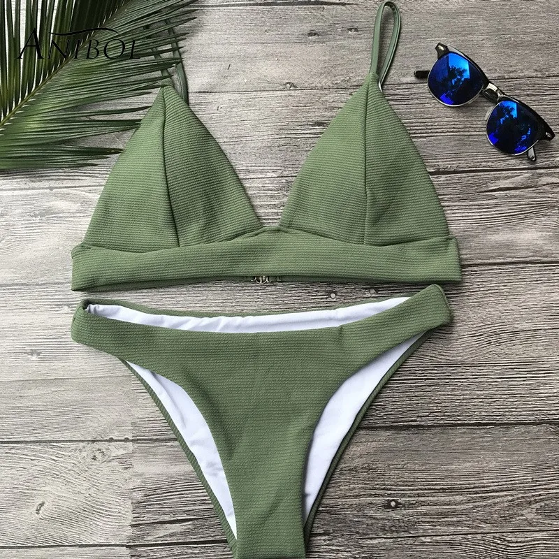 Anibol 2017 Sexy Triangle Bikini Set Low Waist Army Green Women ...