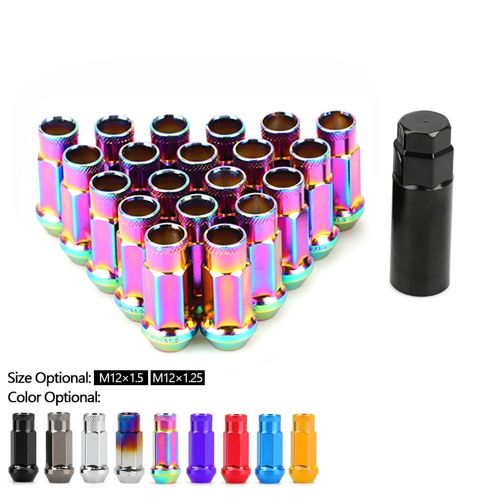 20pcs/set Steel 50mm M12*1.5 M12x1.25 Racing Car Wheel lug Nuts Bolts ...