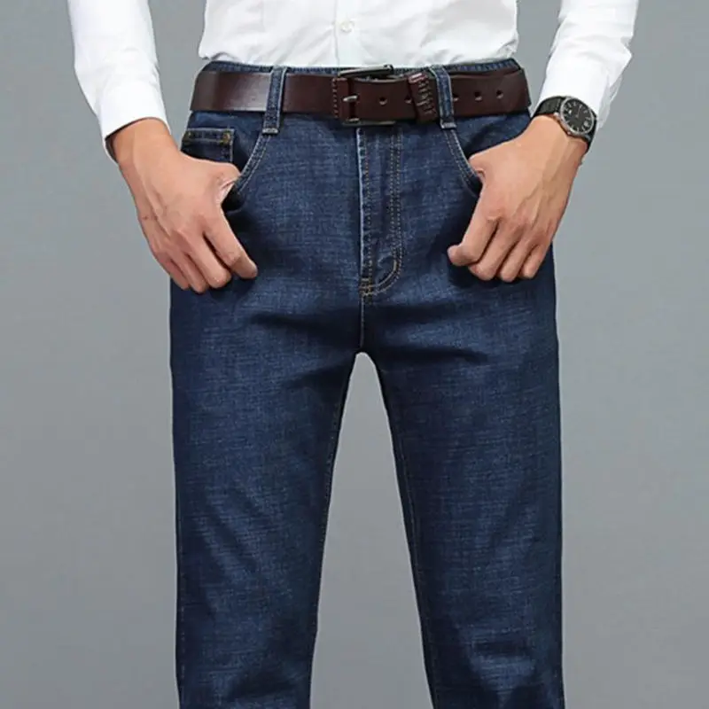 Fashion Jeans Winter Big Size 42 44 Men's Business Casual Jeans Men ...