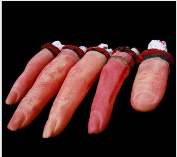 5 Severed Halloween Hard Latex Fingers Props Decoration Horror Thumb ...
