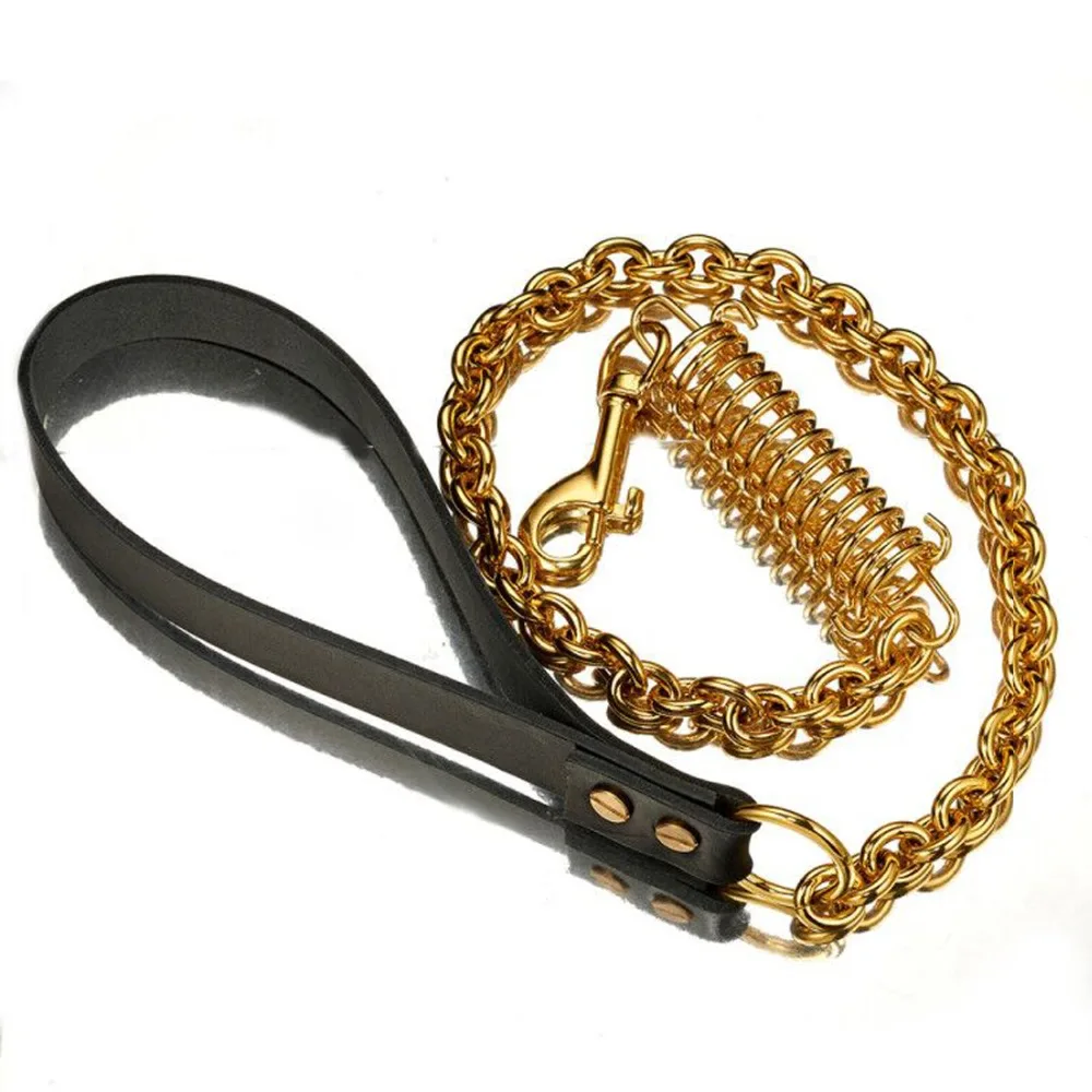 Large-Gold-Dog-Leash-15mm-Stainless-Steel-Strong-Firm-Dog-Training ...