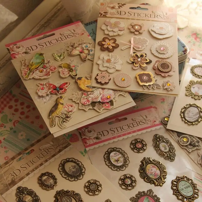 18 sets of Classic european paper layered 3D stickers,wholesale 18 ...