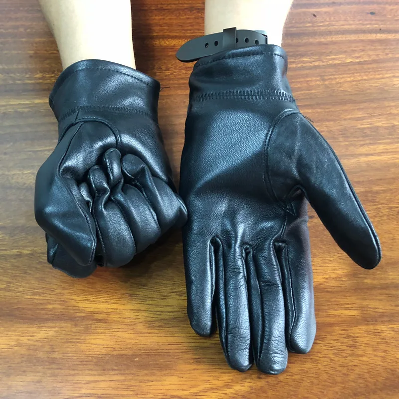 Новые мужские зимние кожаные перчатки, теплые коралловые флисовые ...