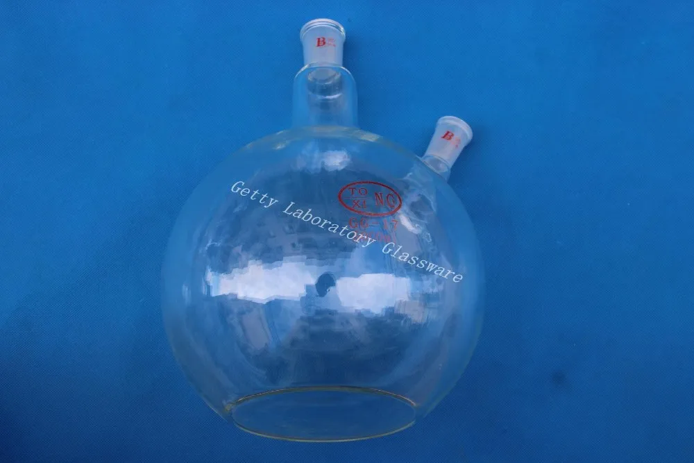 5L (5000ml) 2-neck (two-neck) flat bottom boiling flask, heavy wall, 24 ...