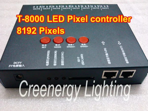 Free shipping T 8000 led pixel controller,with 256MB SD card, Support IC:WS2801,WS2811,LPD6803 ...