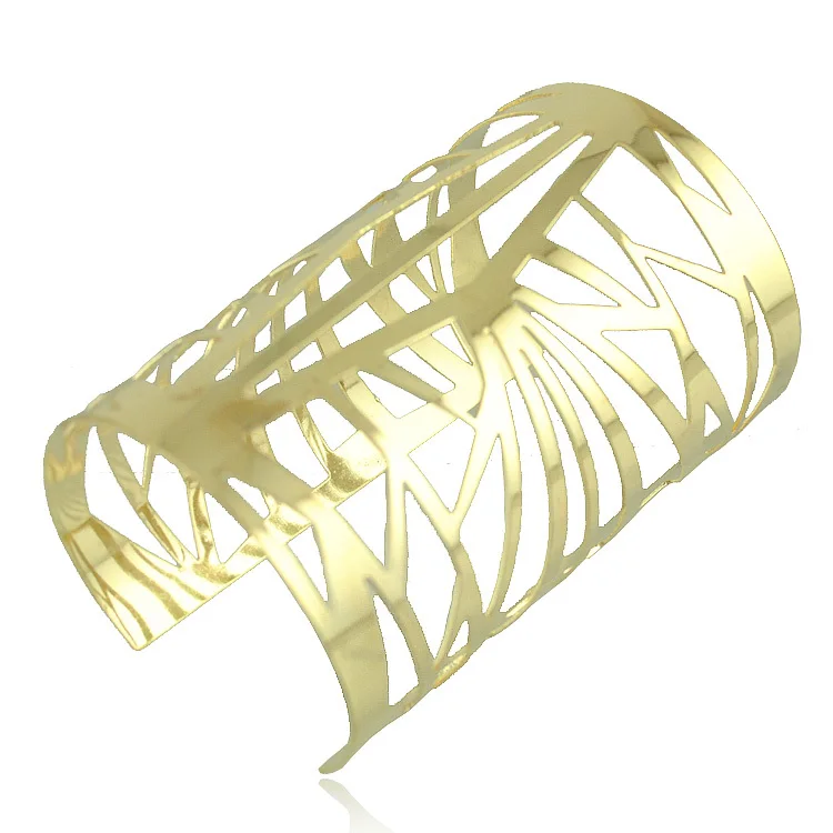 High Quality New Fashion Gold Tone Metal Hollow Cut Out Cuff Arm Wide ...