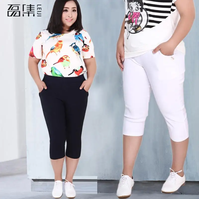 Pants Women Summer High Waist Plus Size Casual Skinny Black White