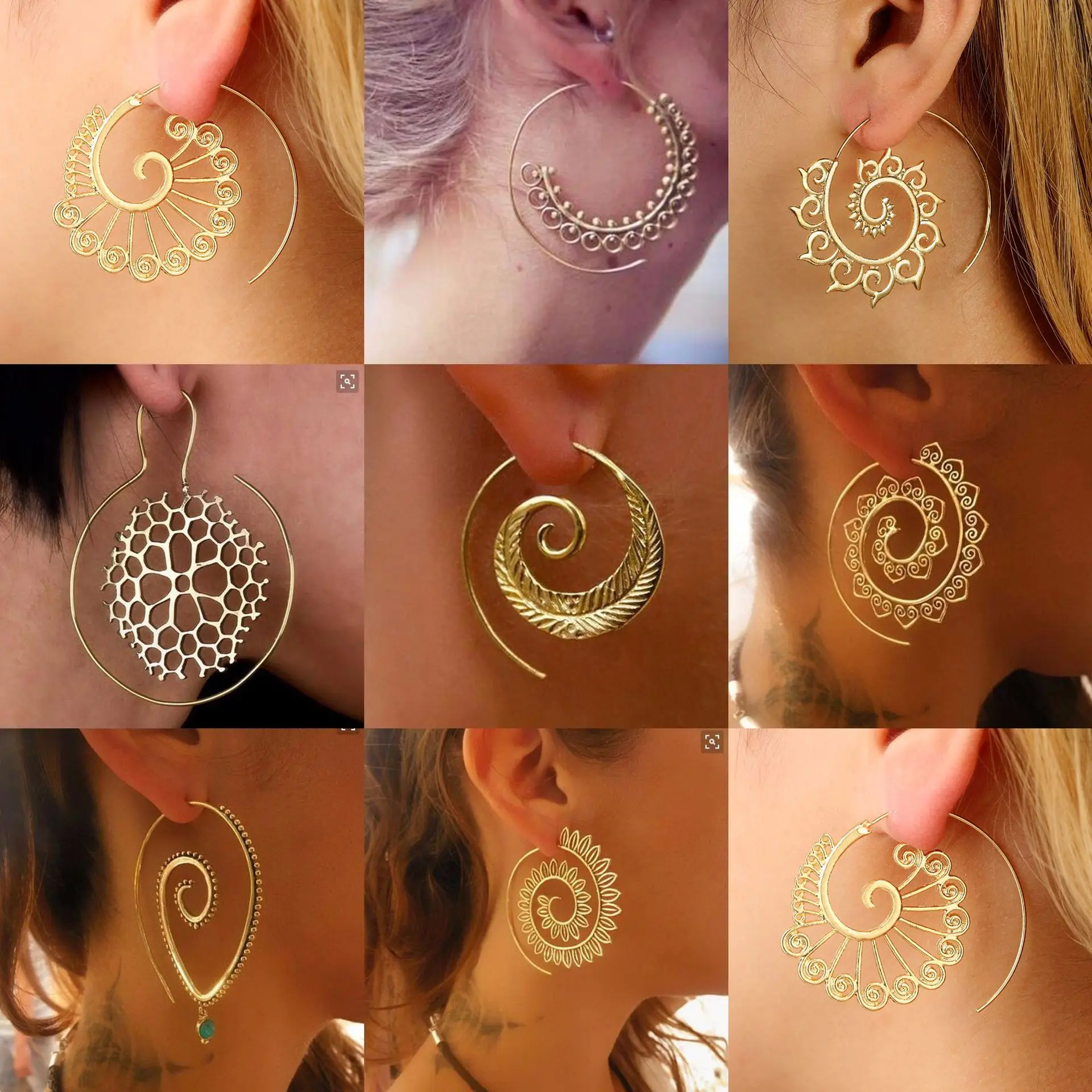 Spiral earrings for multiple holes - spashery