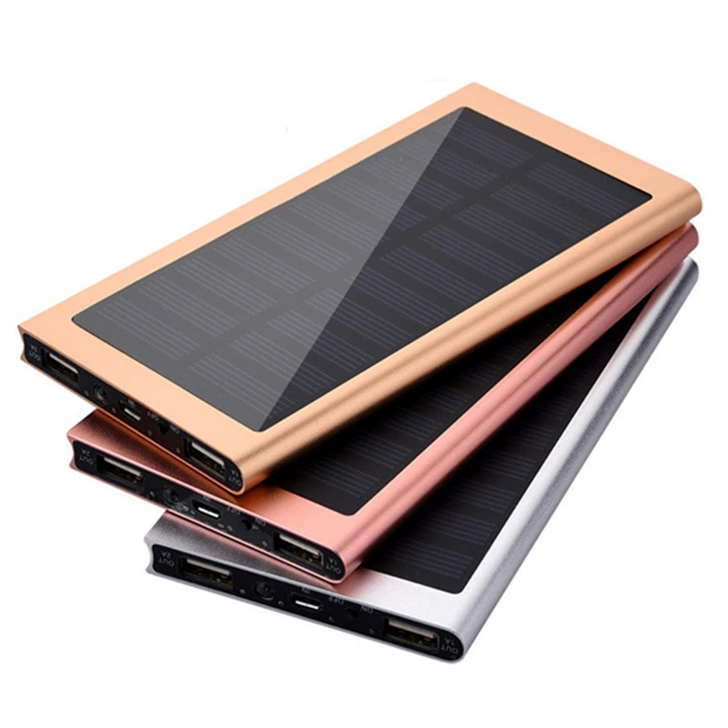 울트라 얇은 전원 은행 태양 외부 배터리 휴대용 Powerbank 20000mAh 듀얼 USB 모바일 충전기 아이폰 6 7 8 ...
