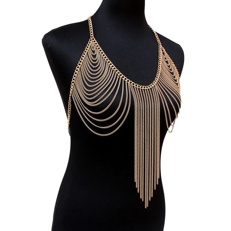 Sexy Body chain Bra Bikini Body Chain women Statement Metal bra chain ...