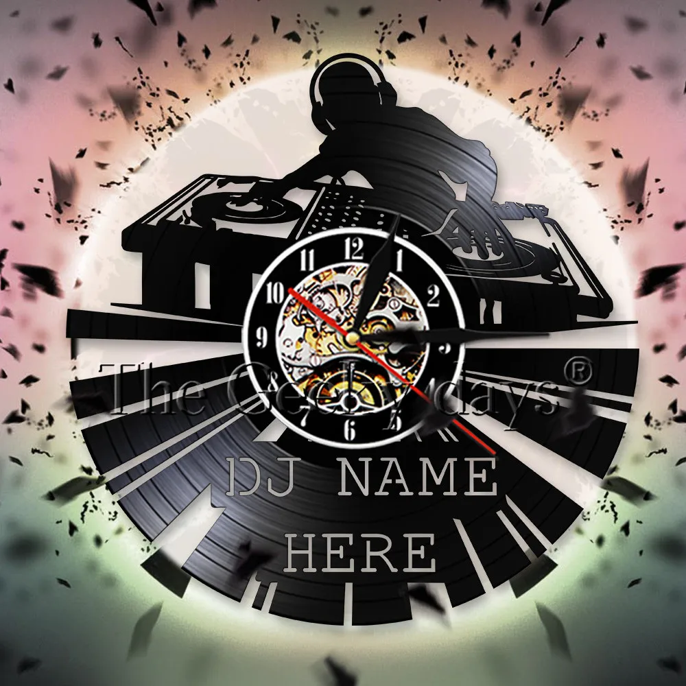 DJ Silhouette Shadow Art Decorative Wall Clock Personality Custom DJ ...