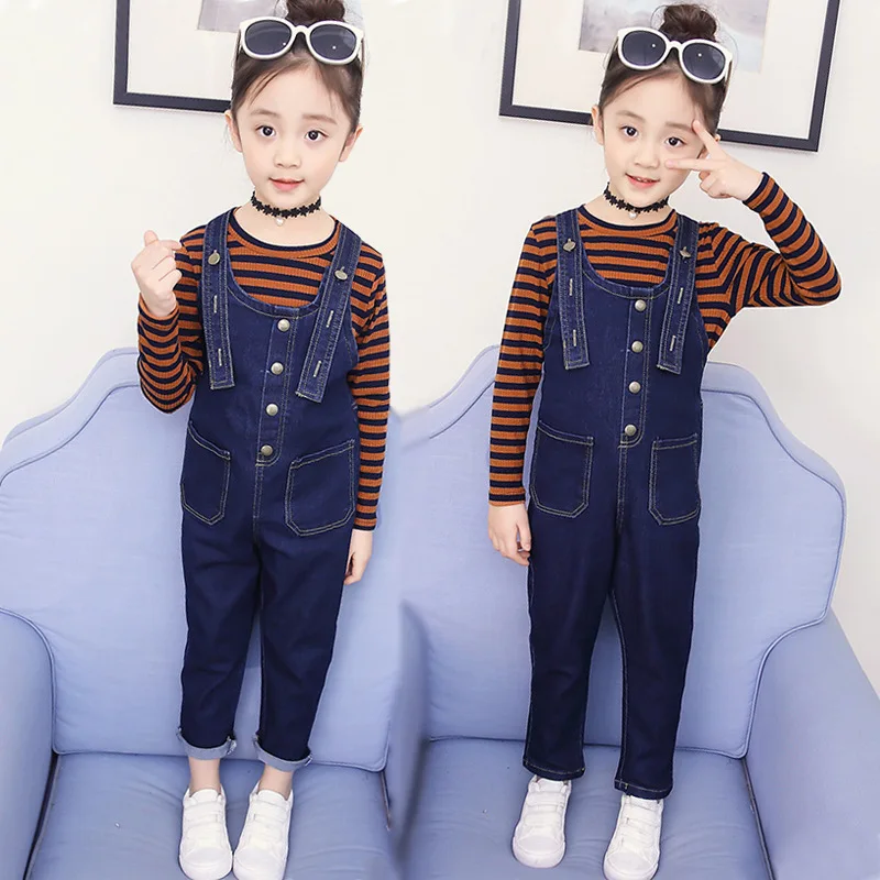 Girls spring new long sleeved T shirt jeans suit Girl Fashion Bib T ... Girls spring new long sleeved T shirt jeans suit Girl Fashion Bib T ...