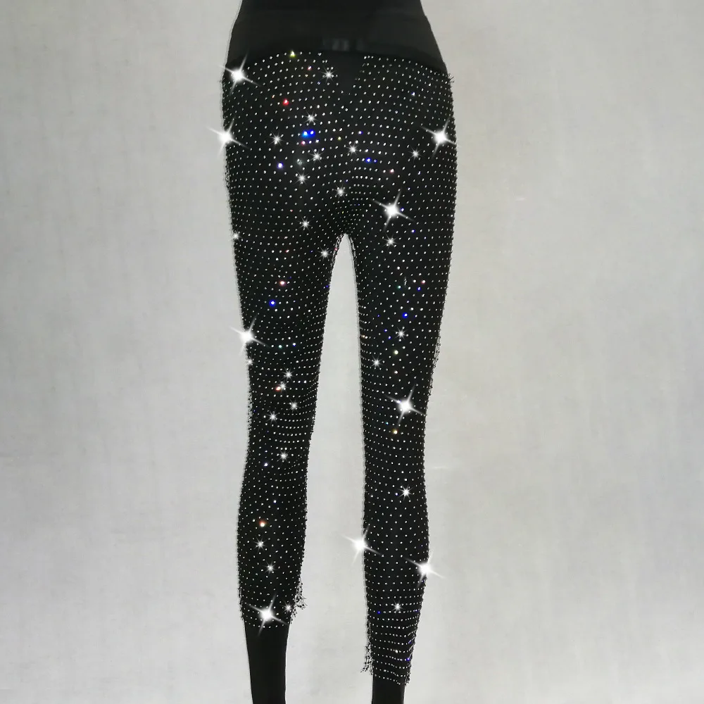 Crystal Rhinestones Diamonds Fishnet Sexy Tunic Pants Women Long ...