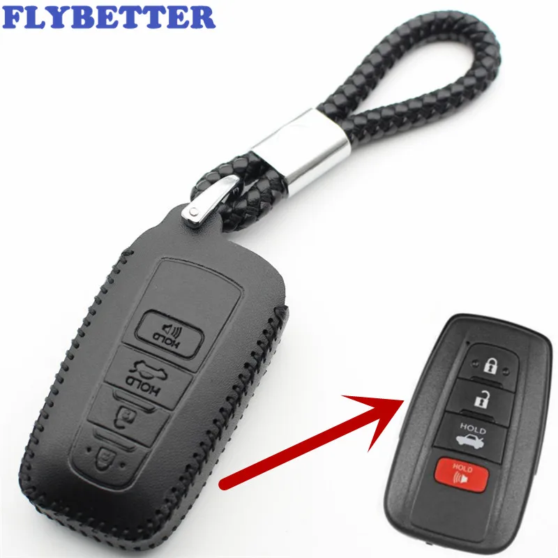 FLYBETTER Genuine Leather 4Button Keyless Entry Smart Key Case Cover ...