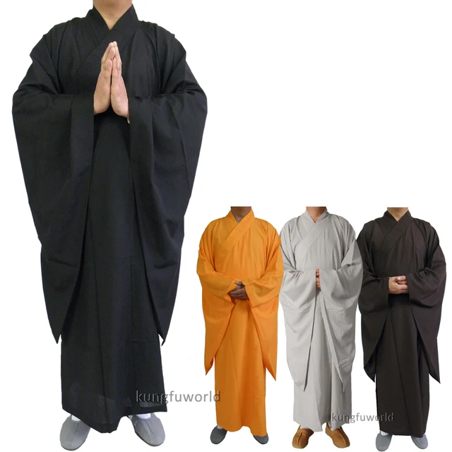 2 Colors Shaolin Temple Costume Zen Buddhist Robe Lay Monk