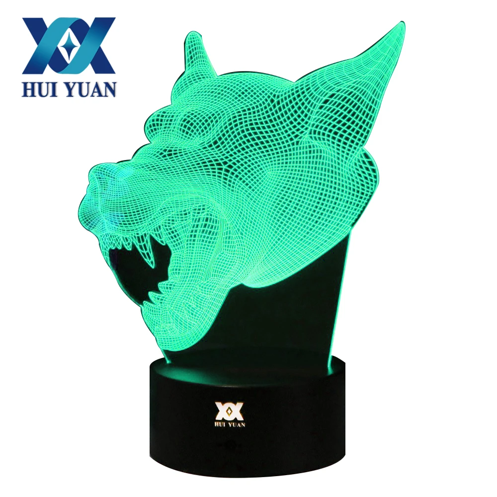 HUI YUAN Angry Werewolf 3D Lamp Remote LED Night Light Touch Table Desk ...