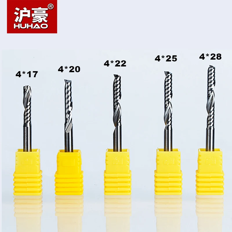 Huhao 5pcs/lot Single Flute Spiral Cutter Router Bit Shank 4mm Cnc End ...