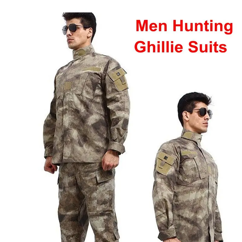 Tactical Camo Pants+shirt Camouflage Clothes Military Hunting Airsoft ...