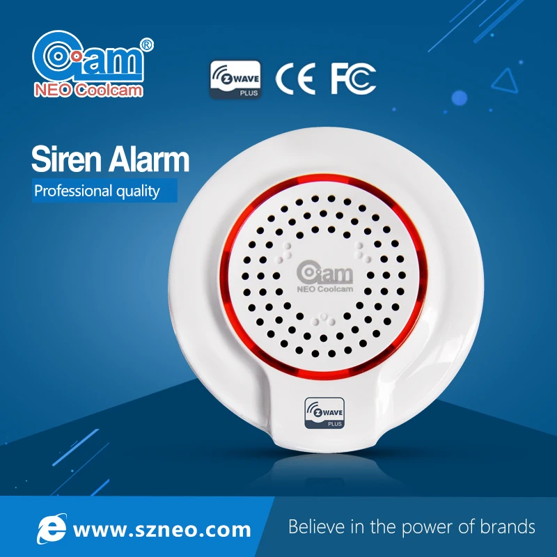Neo Z wave plus indoors audible and visual Siren alarm, more than 90 db ...