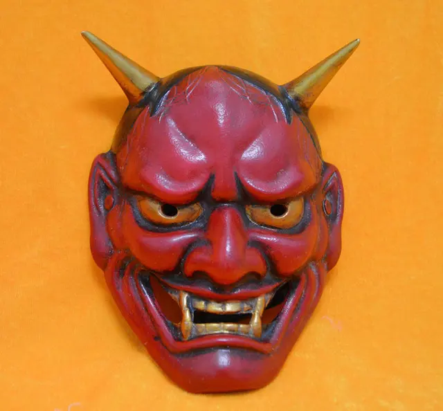 Resin Japanese Noh Mask Prajna Ghost Manbi Kabuki Scary Masks Halloween ...