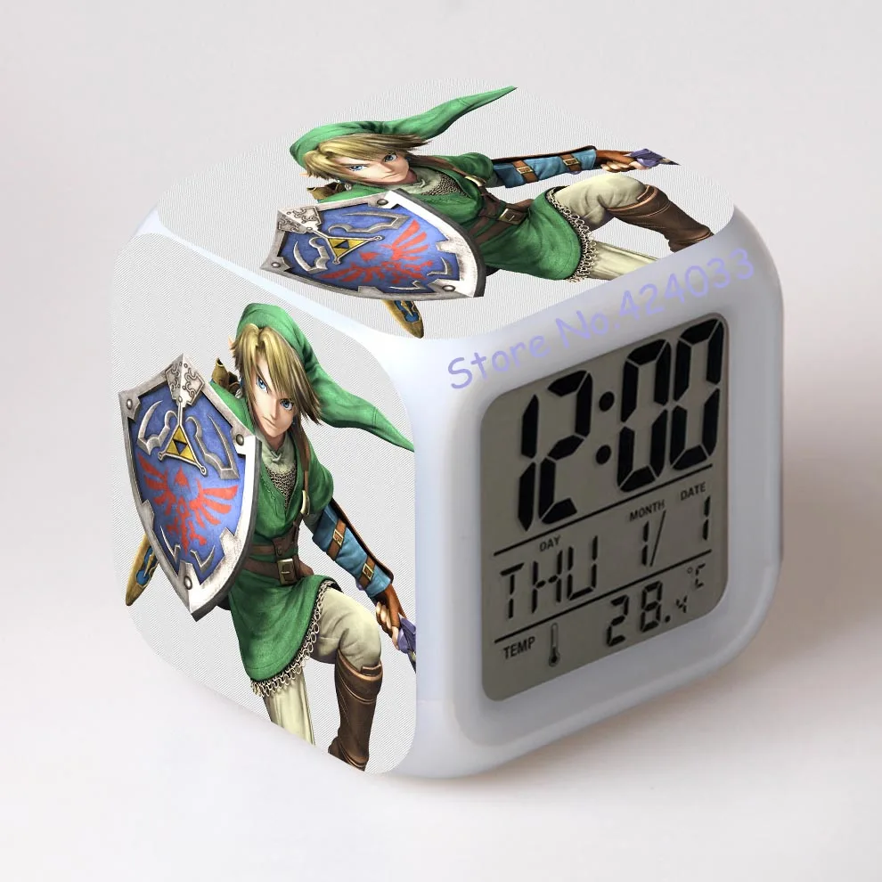 Zelda Legends Link Thermometer Glowing Cube Alarm Clock Led Colorful ...