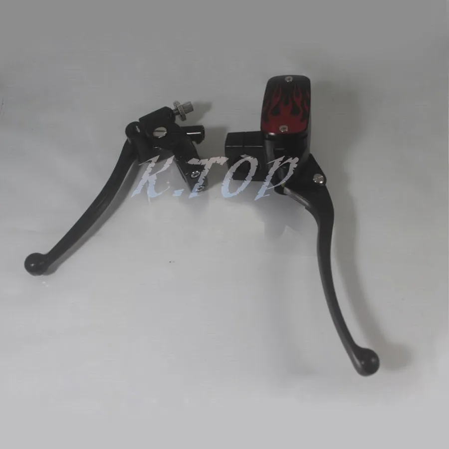 Universal 1" Handlebar Red Flame Control Reservoir Brake Clutch Levers ...