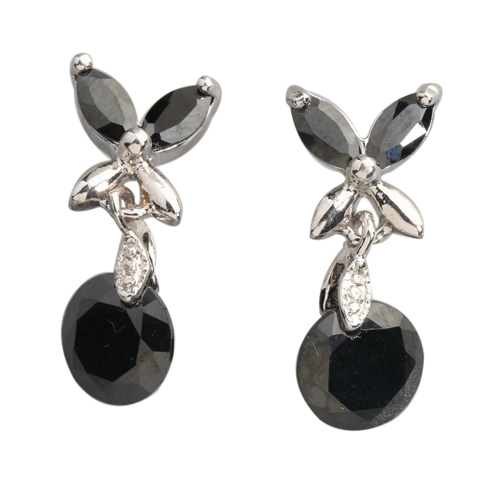 Featurely Black Stone 8*8mm Semi precious Silver Cool For Womens Stud ...