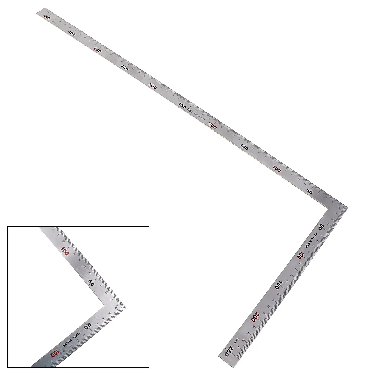 250 x 500mm Thicker 1.2mm Stainless Steel 90 Degree Right Angle Ruler ...