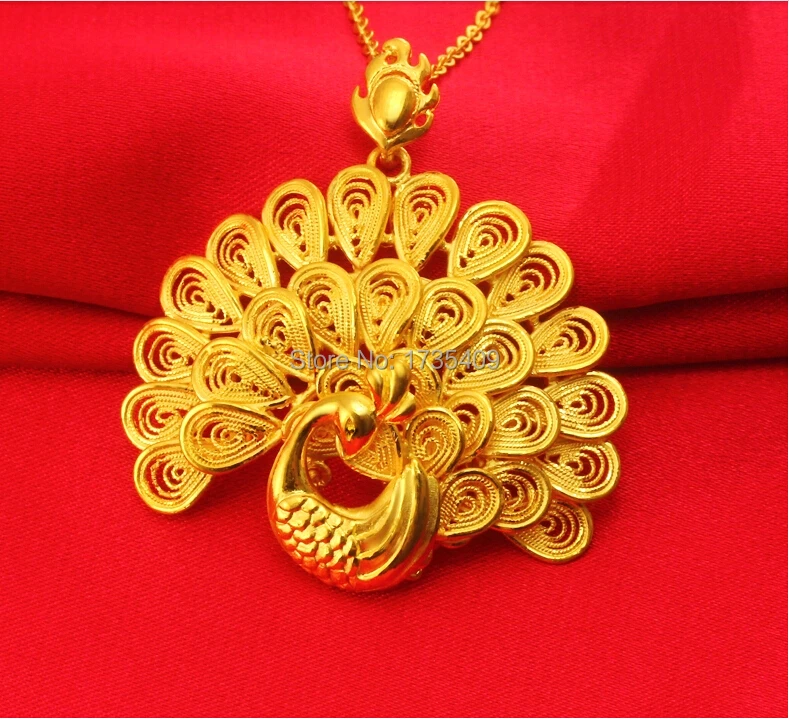 Authentic 999 24K Yellow Gold Pendant / Hollow Peacock Pendant / 14.96g ...