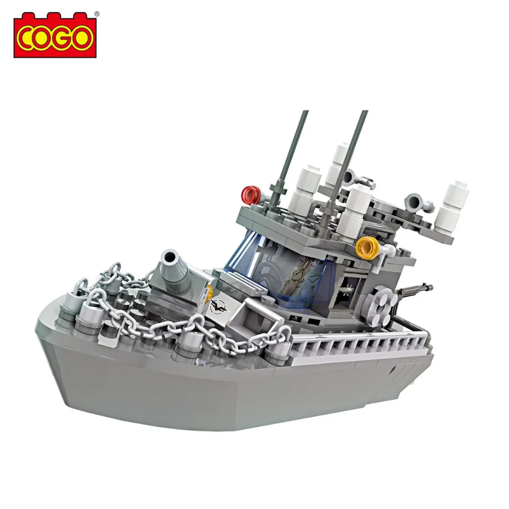 193PCS COGO Blocks Military Army Building Model Naval Patrol Ship ...
