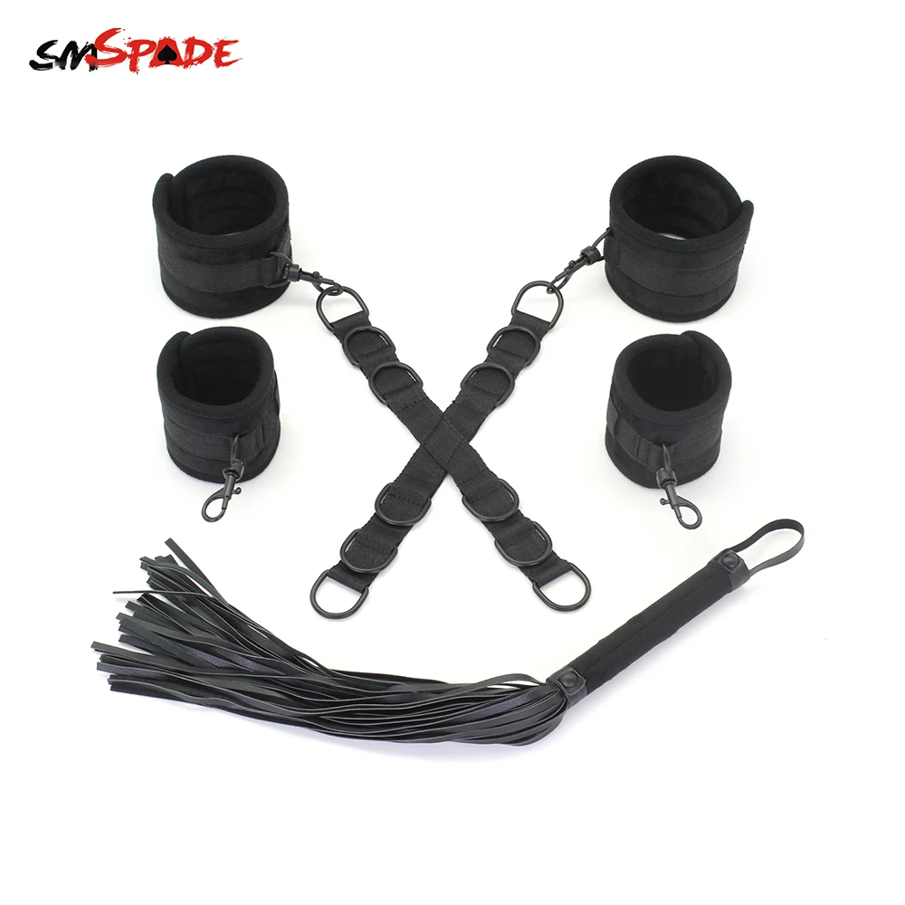 Smspade Bondage Set Adult Sex Toys Handscuffs Ankle Cuffs And Spanking Paddle Slave Bondage