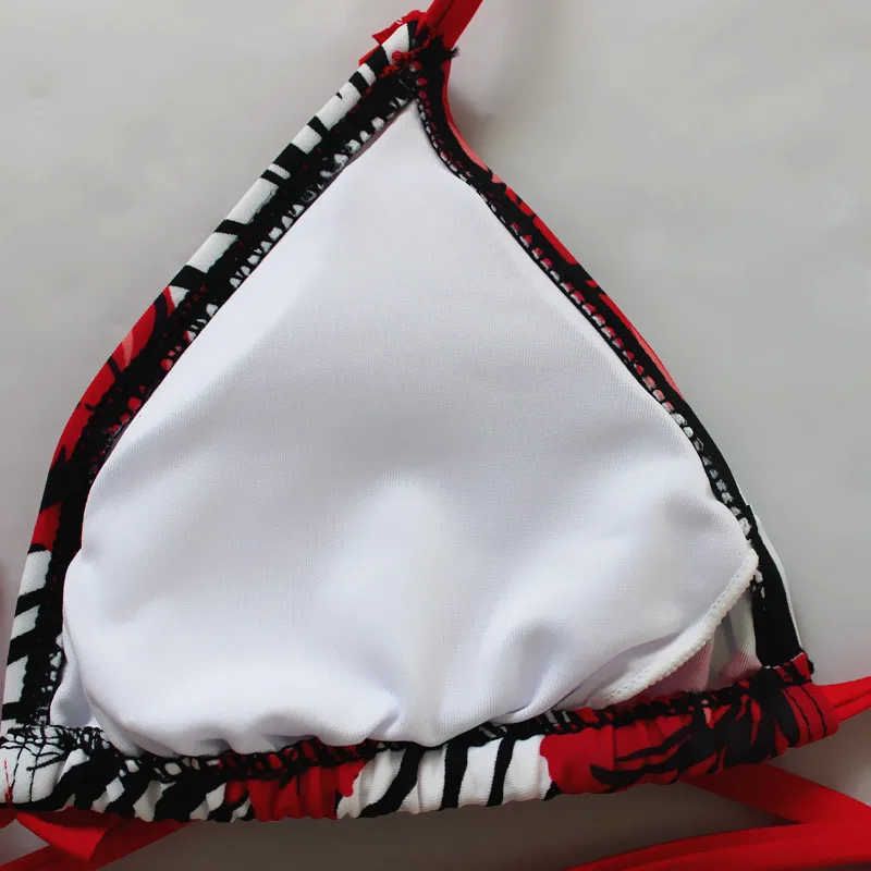 2018 Retro Red Floral Bikini Sexy Women Bathing Suit Biquines String ...