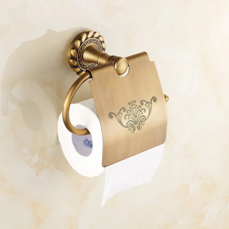 Antique Toilet Paper Holder Brass Carved Paper Holder Cover Wall