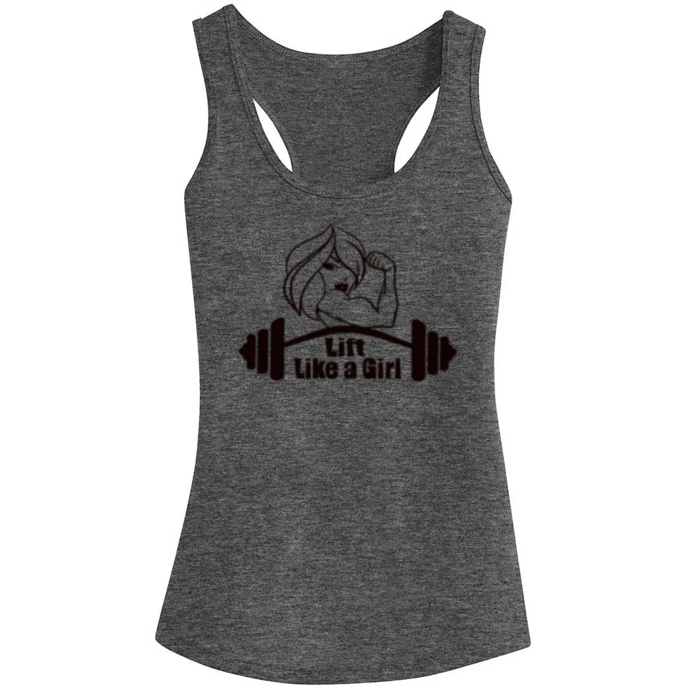Lift Like A Girl Workout Barbells Racerback Casual Tank Tops Womens
