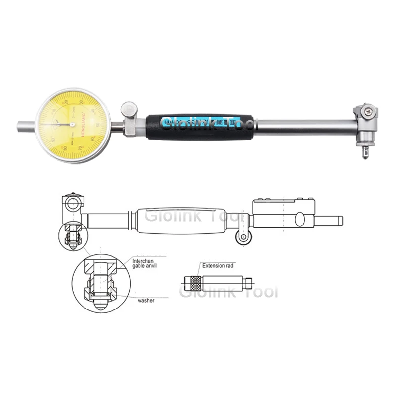 50 160mm Dial Bore Gauge Hole Diameter Measuring Gauge Inside Diameter Scale Cylinder Volume