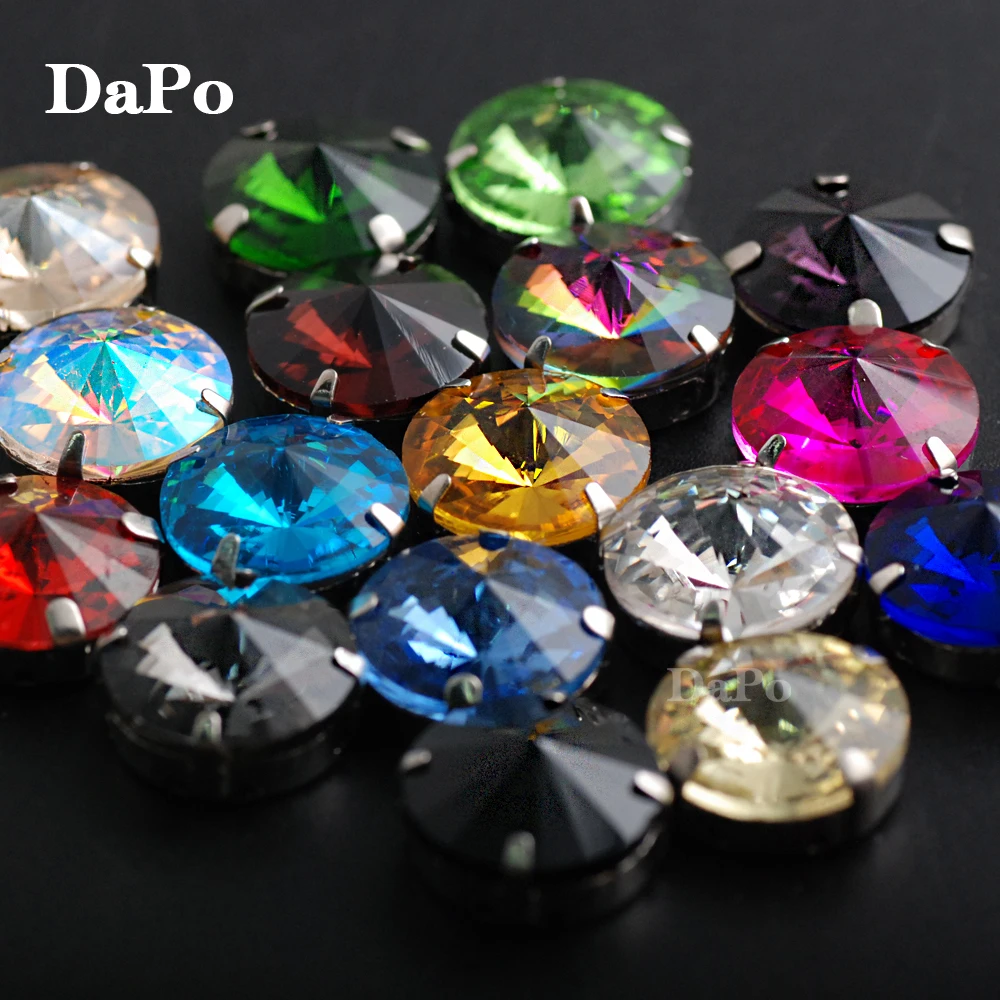 Hisenlee 17 Colors Round Rivoli Sew On Rhinestones In Claw Setting ...