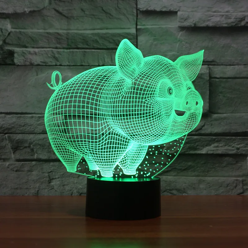 Cutely 3D Little Pig Model Table Lamp LED USB Sensor Night Lights LED ...