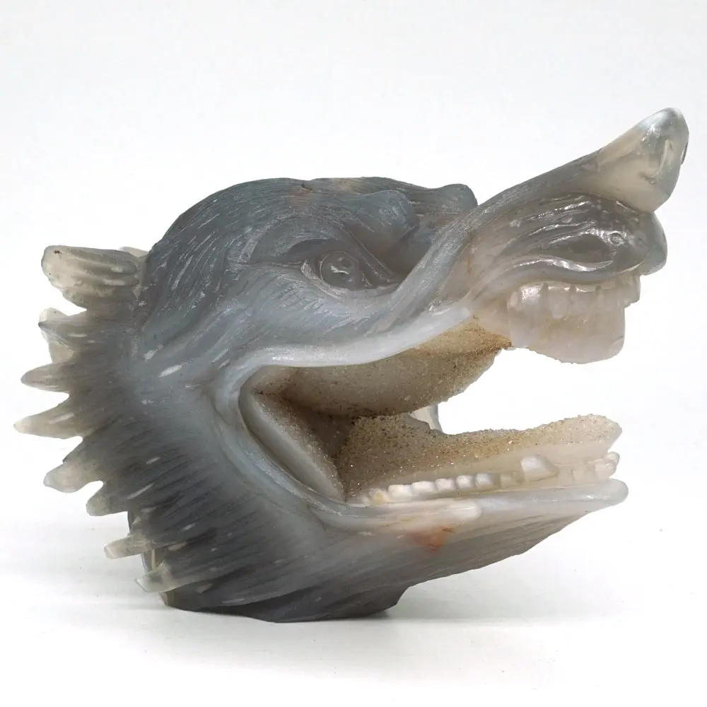 Estátua de cabeça de lobo, ornamento para casa, 5.6 ", esculpido em ...
