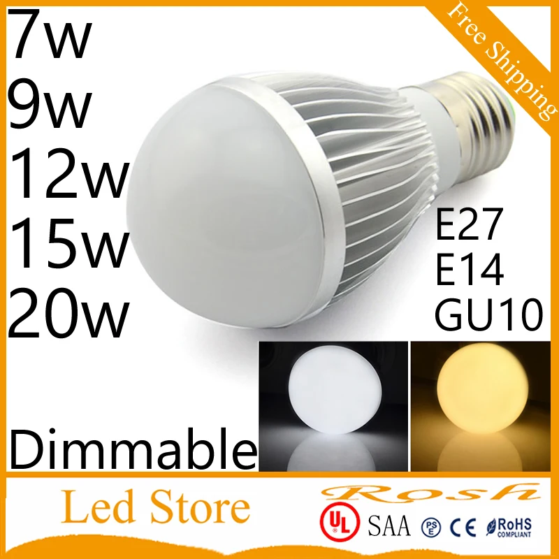 Led Bulbs E27 E14 Gu10 Globe Bulbs Lights Dimmable 7w/9w/12w/15w/20w ...